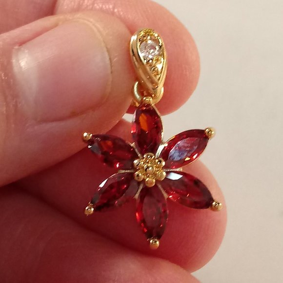 Jewelry | 18k Yellow Gold Filled Star Flower Red Marquise Diamond ...